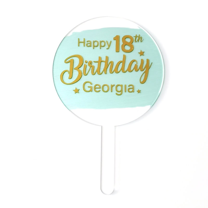 Acrylic Cake Topper - Happy Birthday Age Name | Alex's Bakery